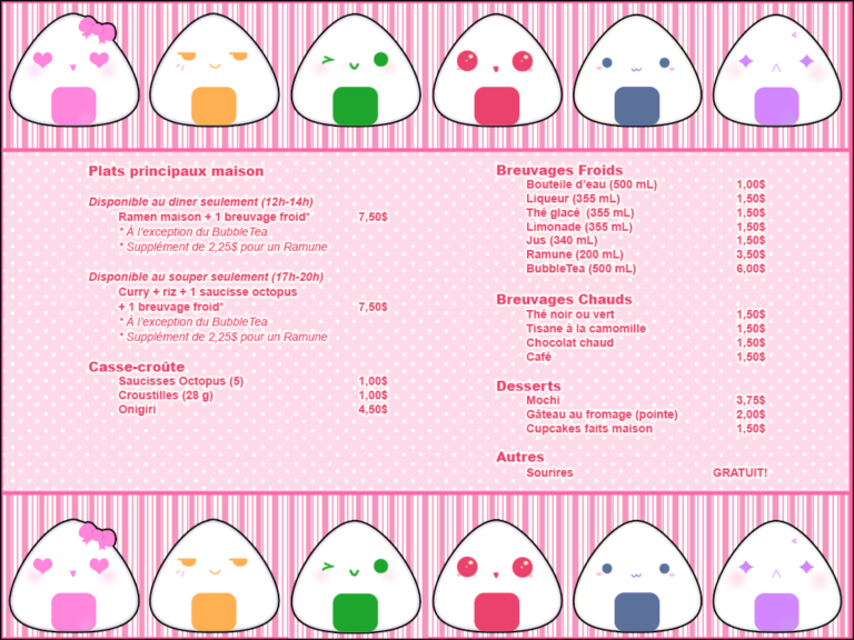 Dévoilement du menu du Maid Café! – Nadeshicon